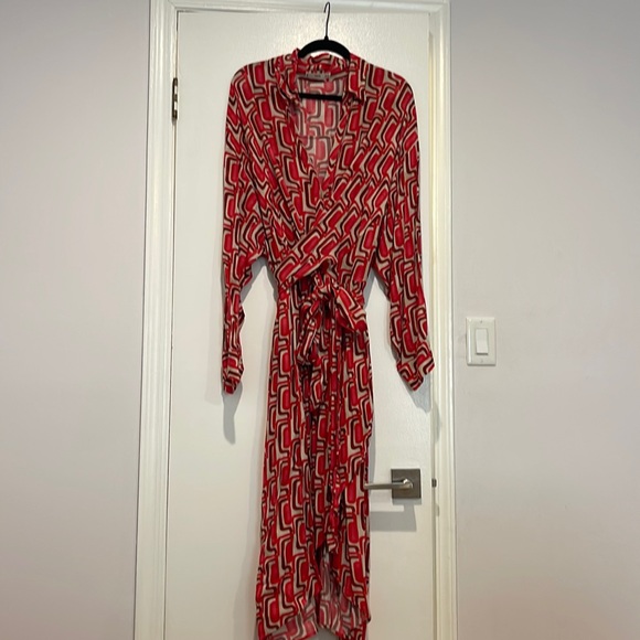 Mango | Dresses | Mango Semi Warp Dress Vibrant Colors Button And ...